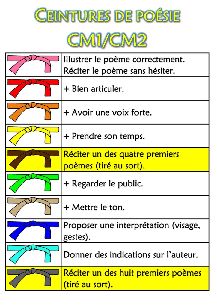 Ceintures de poésie CM1/CM2 - Chez Monsieur Paul - CMP - Ressourcerie