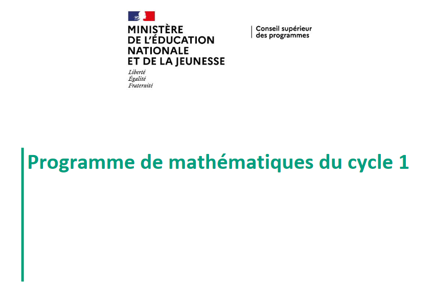 Projet de programme de mathématiques cycle 1 (avril 2024) - CMP ...